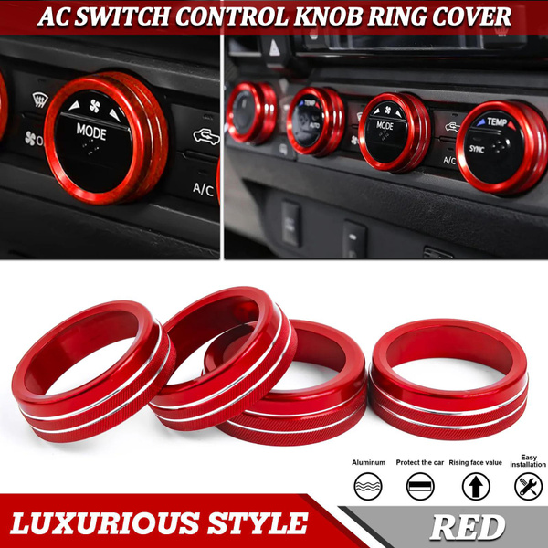 4pcs Red Inner AC Climate Control & 2WD/4WD Switch Knob Ring Cover For ...