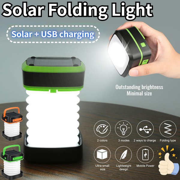 Portable Solar Camping Lights USB Rechargeable LED Light Camping ...