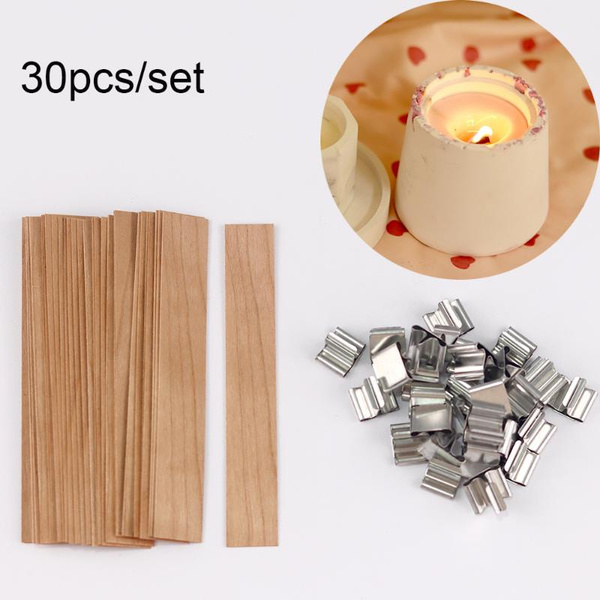 30pcs Wooden Candle Wicks Candle Making Wicks with Sustainer Tab 6~19mm ...