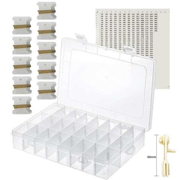 Embroidery Kits 24 Grids Embroidery Floss Organizer Box with 100 ...