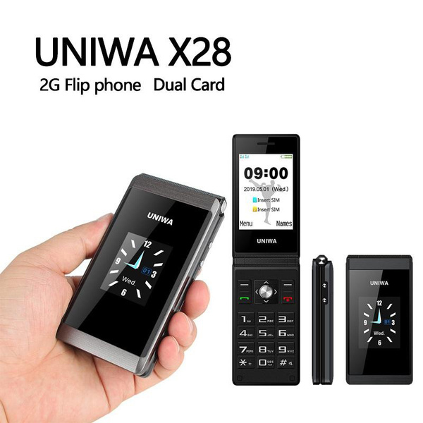 UNIWA X28 2G flip phone big button phone dual card FM radio old button ...