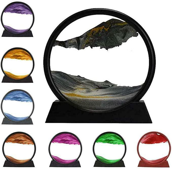 3D Dynamic Sand Art Liquid Motion, Moving Sand Art Picture Round Glass ...