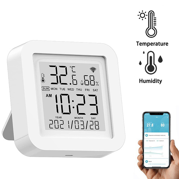 Smart WiFi Clock with Temperature Humidity Monitor, Wireless ...