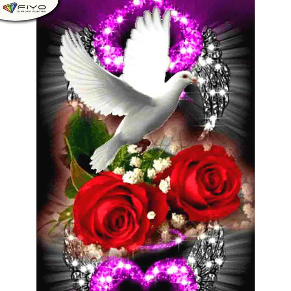 FIYO Dove of Peace DIY 5D Diamond Painting Full Drill with Number Kits ...