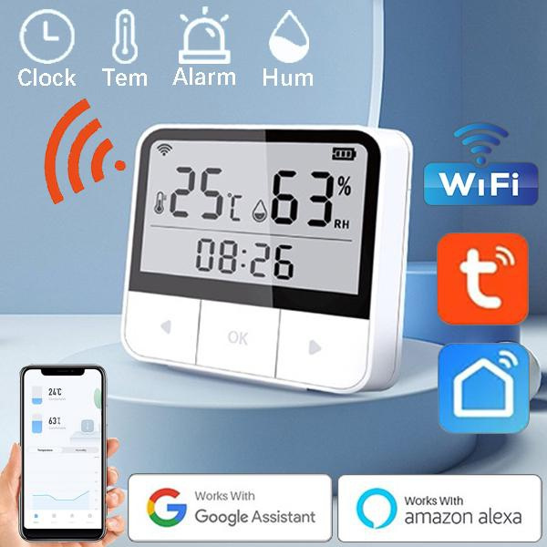 1PC Battery Powered Tuya Smart Temperature & Humidity Sensor Alarm WiFi ...