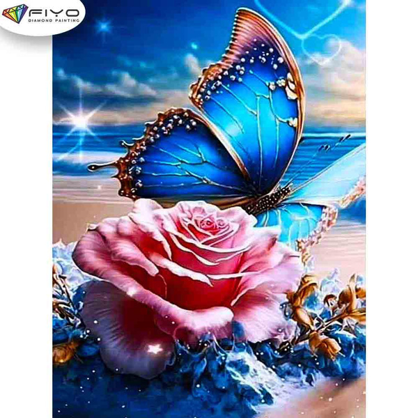 FIYO Roses and Butterflies Diamond Painting Kits For Adults DIY 5D ...