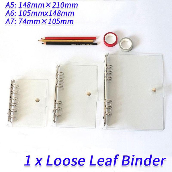 1PC A5 A6 A7 Clear PVC Binder Notebook Diary Cover Glitter Loose Leaf ...