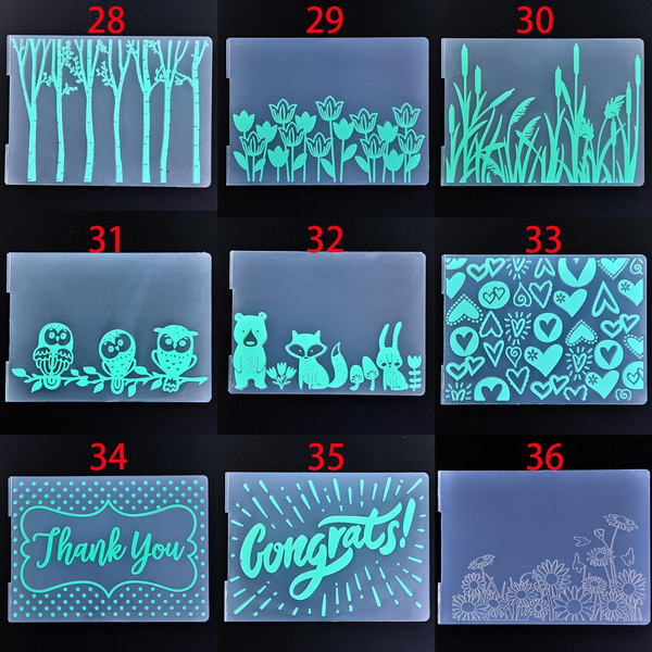 Flowers Grass Owl Heart Congrats Plastic Embossing Folder For Scrapbook ...