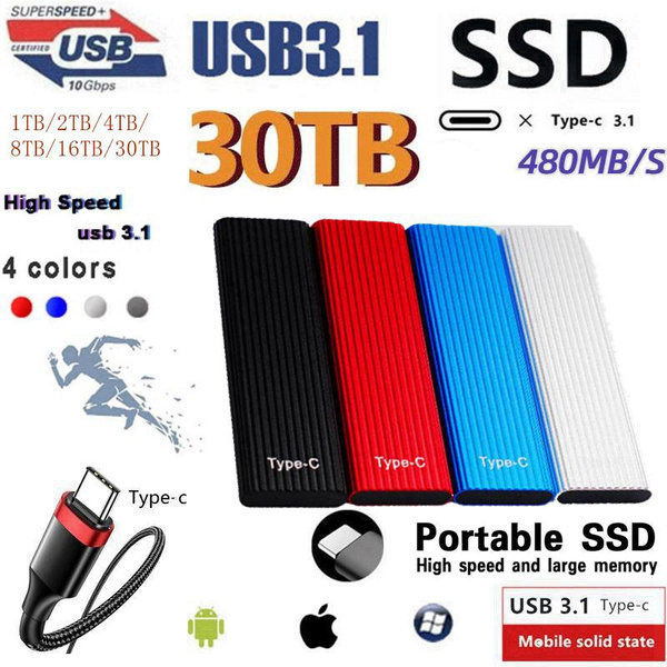 2023 1TB/2TB/4TB/8TB/16TB/30TB Mini Portable SSD New External Flash ...