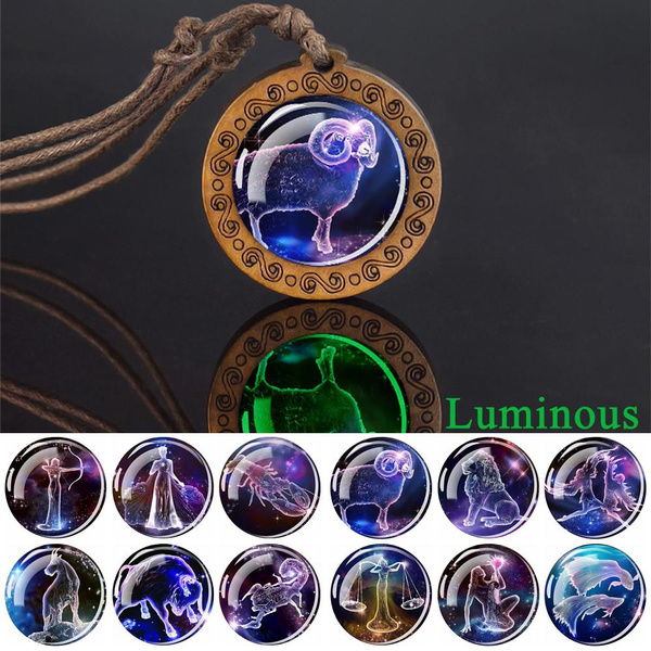 Luminous 12 Constellation Necklace Glowing In The Dark Zodiac Signs ...