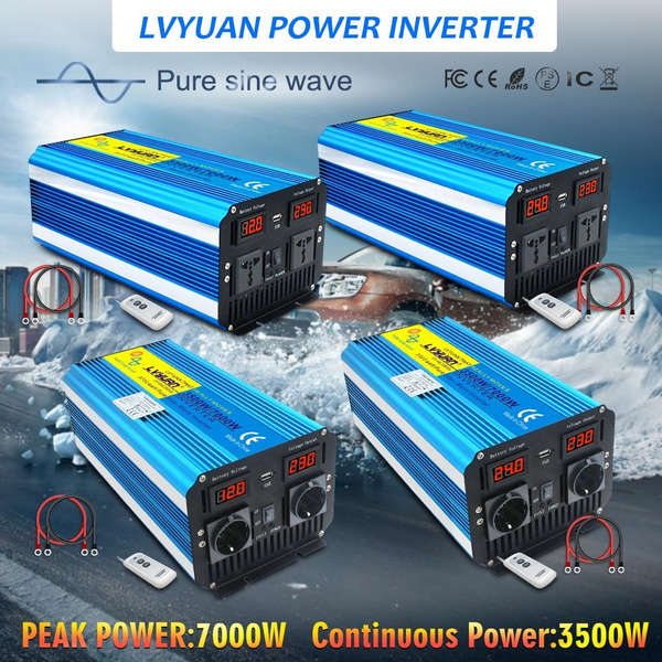 Pure Sine Wave Wireless Remote Control DC12V/24V to AC 220V Voltage ...