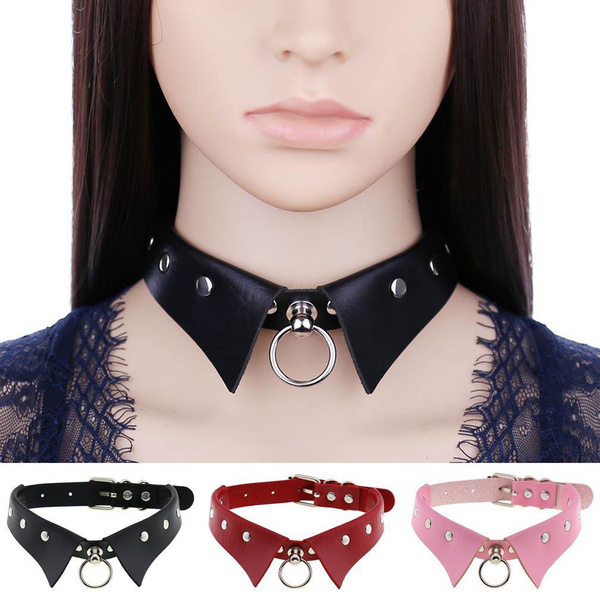 Lanq Punk Hauling Chain PU Leather Collar Necklace Neck Strap Gothic ...