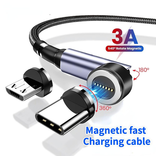 3A Magnetic Cable Fast Charging USB Type C Cable 540 Rotate Magnetic ...