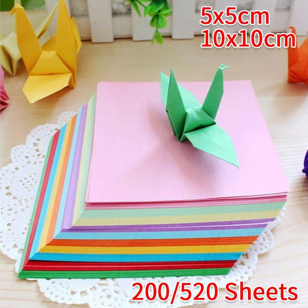 200/520 Sheets Origami Paper Double Sided Coloured Craft Square Assorted DIY Folded Papercraft ...