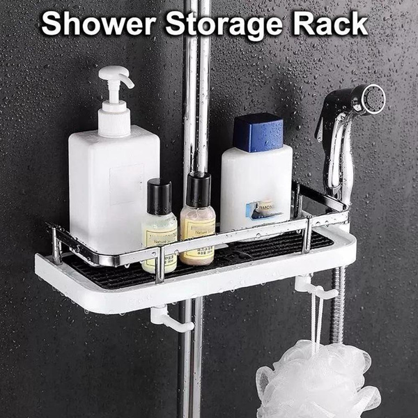 Bathroom Shower Slide Bar Shelf Storage Racks Shower Pole Holder ...