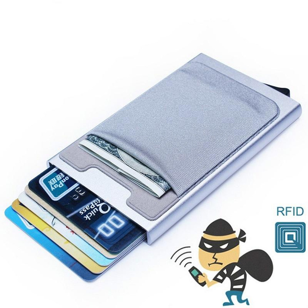 Aluminum Wallet With Elasticity Back Pocket ID Card Holder Rfid ...