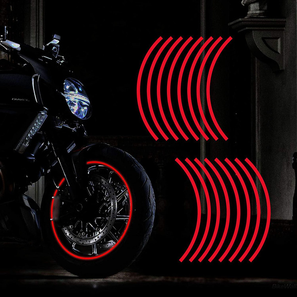 Reflective Wheel Rim Tape Warning Stripe Decals Motorcycle Bicycle Bike ...