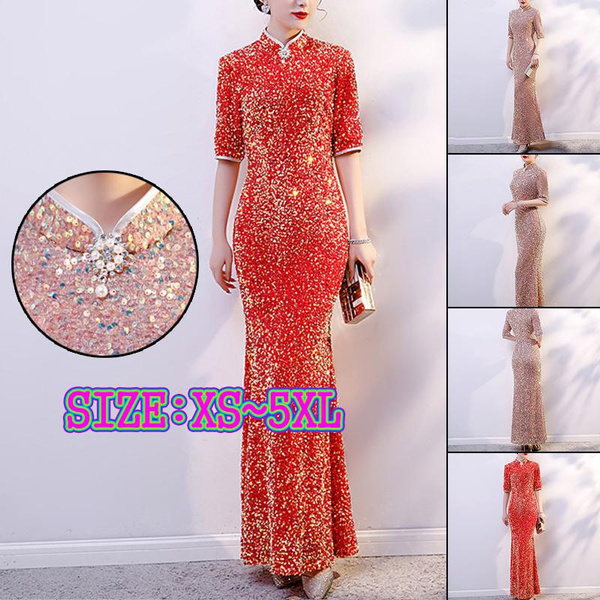 Sequin Cheongsam 2023 New Dignified and Elegant Show Dress Long Elegant ...