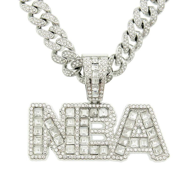 Hip Hop Cuban Chains Letter Necklace Diamond Cuban Chain Fashion ...