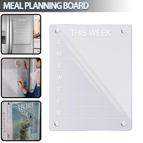 Acrylic Clear Planner Acrylic Clear Weekly Meal Planner Board Resuable ...