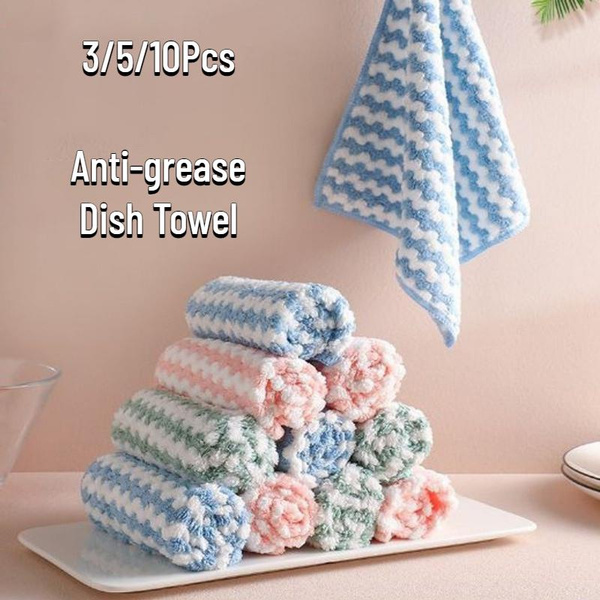 3/5/10pcs Color Random Kitchen Anti-grease Wiping Rags Efficient Super ...