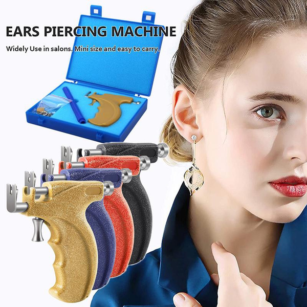 Professional Piercing Gun Tools Kit Ear Stud Steel Gold Earring Ear ...