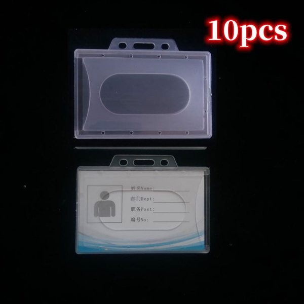 10pcs Transparent Plastic ID Card Holder Student Staff Work ID Holder ...
