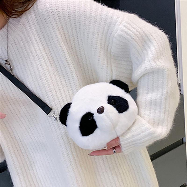 Panda head (panda head bag) plush cross body bag shoulder bag | Wish