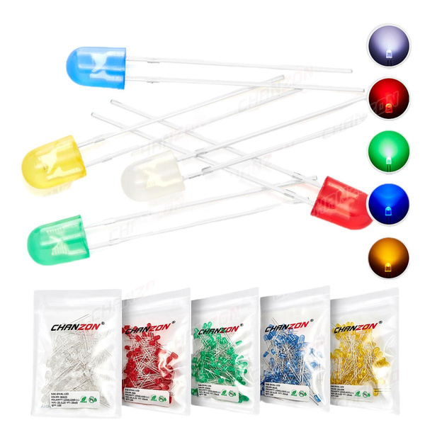 100pcs 5mm Oval LED Emitting Diode Lamp 5x4x6 White Red Green Blue ...