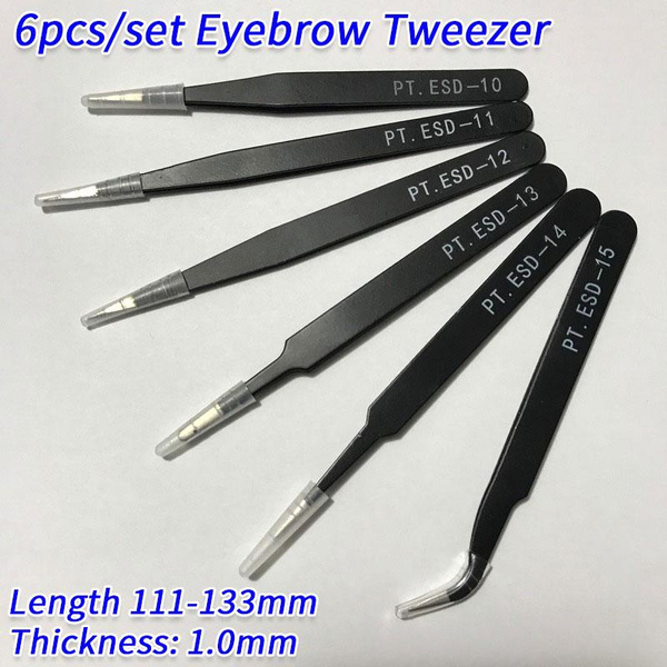 6pcs Antistatic Stainless Steel Tweezer Set Kit Antistatic Model Making ...