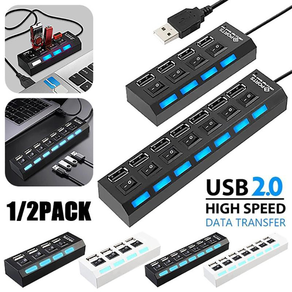 1/2PACK USB 2.0 Hub USB Hub Multi Port USB Splitter Hub Use Power ...
