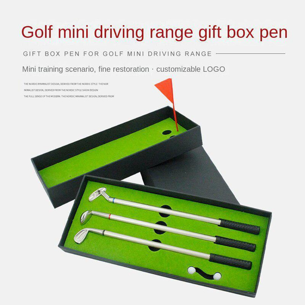 This hot-selling golf gift pen set includes a realistic practice range ...