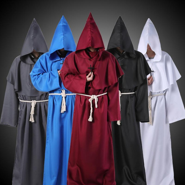 Scione Wizard Costume Cosplay Medieval Monk Friar Robe Priest Costume ...