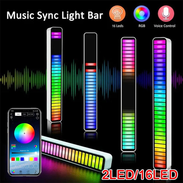 2LED/16LED Strip Pickup Rhythm Light RGB Colorful Tube Sound Activated ...