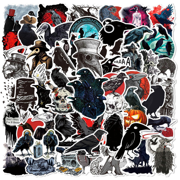 10/50PCS Cool Crow stickers Gothic Crow Skull graffiti Stickers for DIY ...