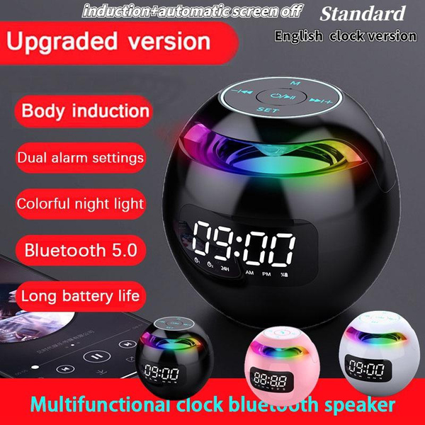 New Upgraded Alarm Clock Wireless Bluetooth Speakers Subwoofer Mini ...