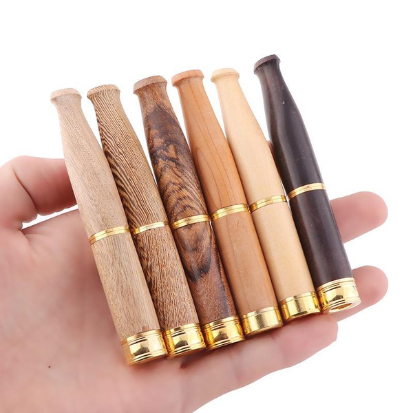 1/2PCS Solid Wood Dual-filter Pipe Cigarette Holder Tobacco Accessories ...