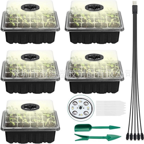 2023 New 5Pcs/Set Plant Growing Tray Set LED Light Nursery Pots Growing ...