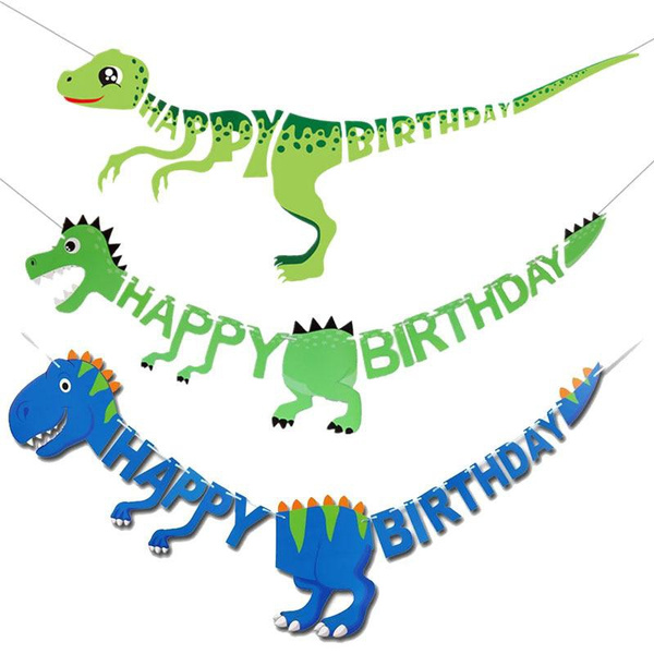 Dinosaur Happy Birthday Garland Banner Roar Dino Party Balloons Jungle ...