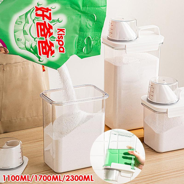 Airtight Laundry Detergent Powder Storage Box Clear Washing Powder ...