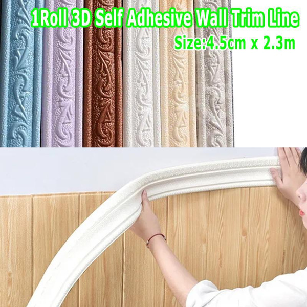 1Roll 4.5cm X 2.3M 3D Self Adhesive Wall Trim Line Border Stickers ...