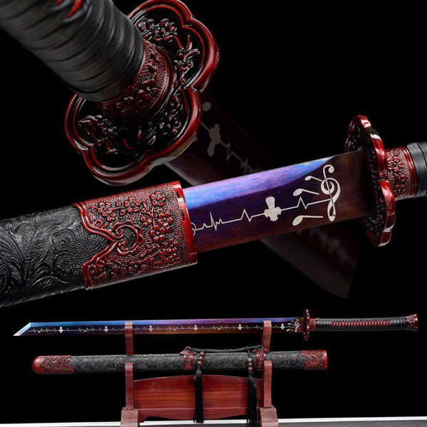 Musical Note Chinese Sword Steel Blade Battle Ready Broadsword Vintage ...