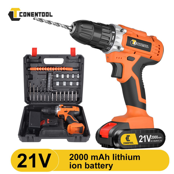 CONENTOOL Electric Cordless impact Drill Screwdriver Set Power Tool Kit ...