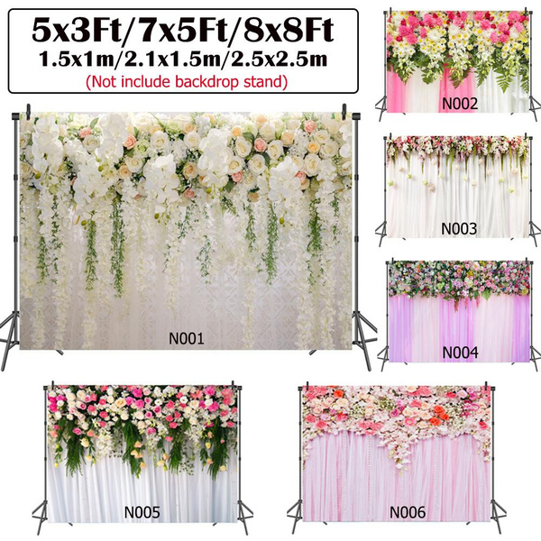 5x3Ft/7x5Ft/8x8Ft Wedding Floral Photography Backdrops Rose Flower ...