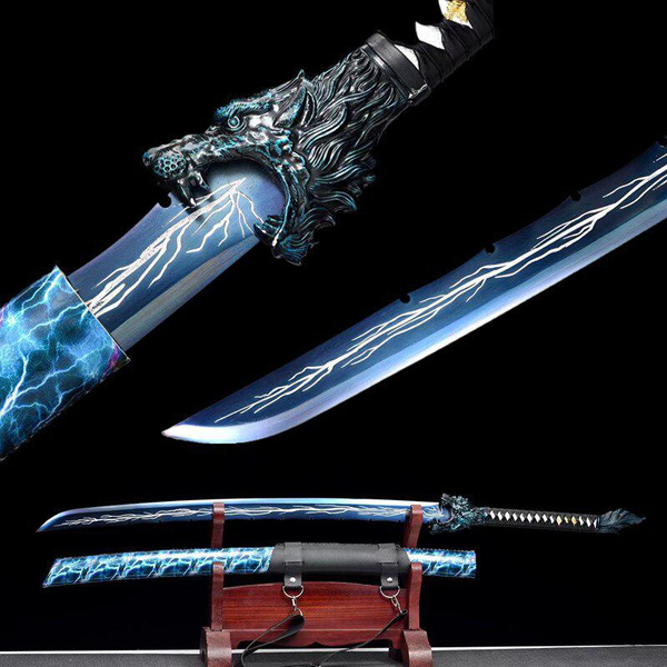 Lightning Wolf Chinese Sword Real Steel Blue Blade Battle Ready ...