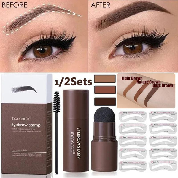 (1/2Sets)One Step Eyebrow Stamp Stencil Kit Eye Brow Stencil Stamp Kit ... (1/2Sets)One Step Eyebrow Stamp Stencil Kit Eye Brow Stencil Stamp Kit ...