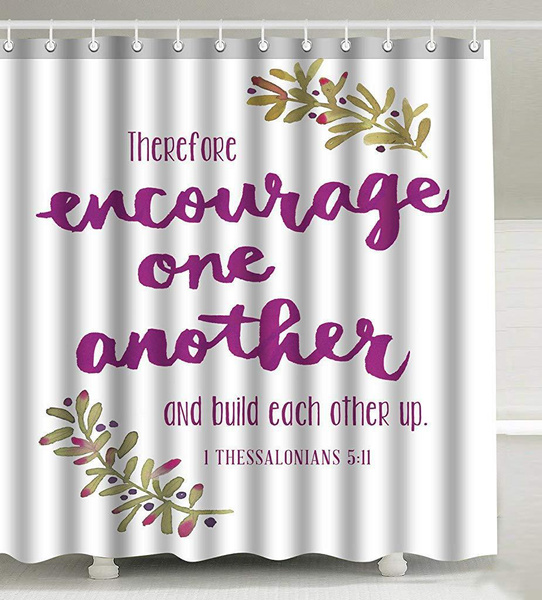 Shower Curtain with Hooks, Inspirational Bible Verses Quotes ...