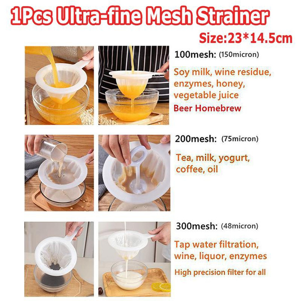 1Pcs Ultra-fine Mesh Strainer 100/200/300/400 Mesh Kitchen Nut Milk ...