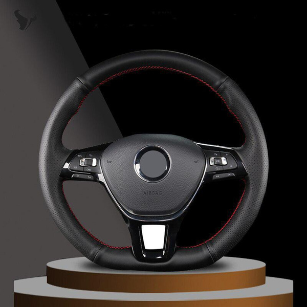 Black Artificial Leather Car Steering Wheel Cover for Volkswagen VW ...