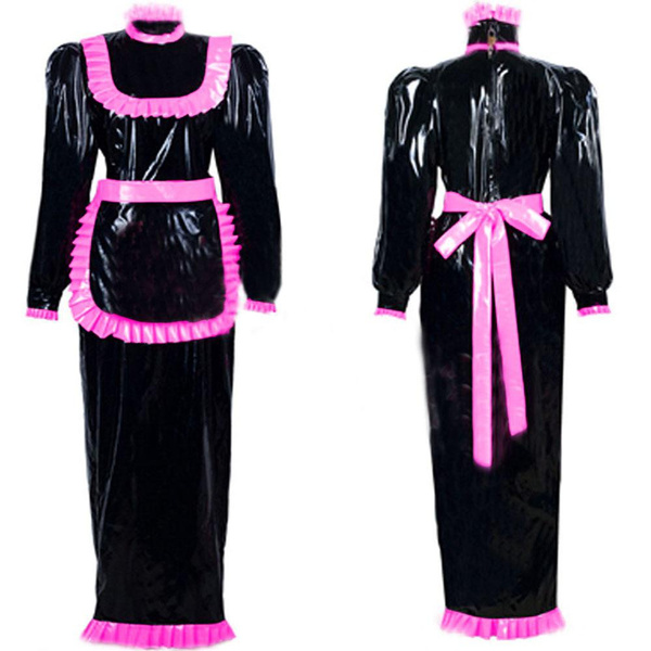 Sissy Lockable Faux Latex Dress Plus Size XS-7XL Cosplay Women Puff ...